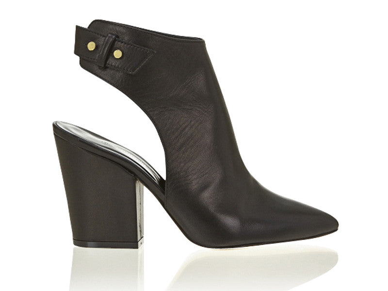 Stacked Heel Cut Out Boot - Black